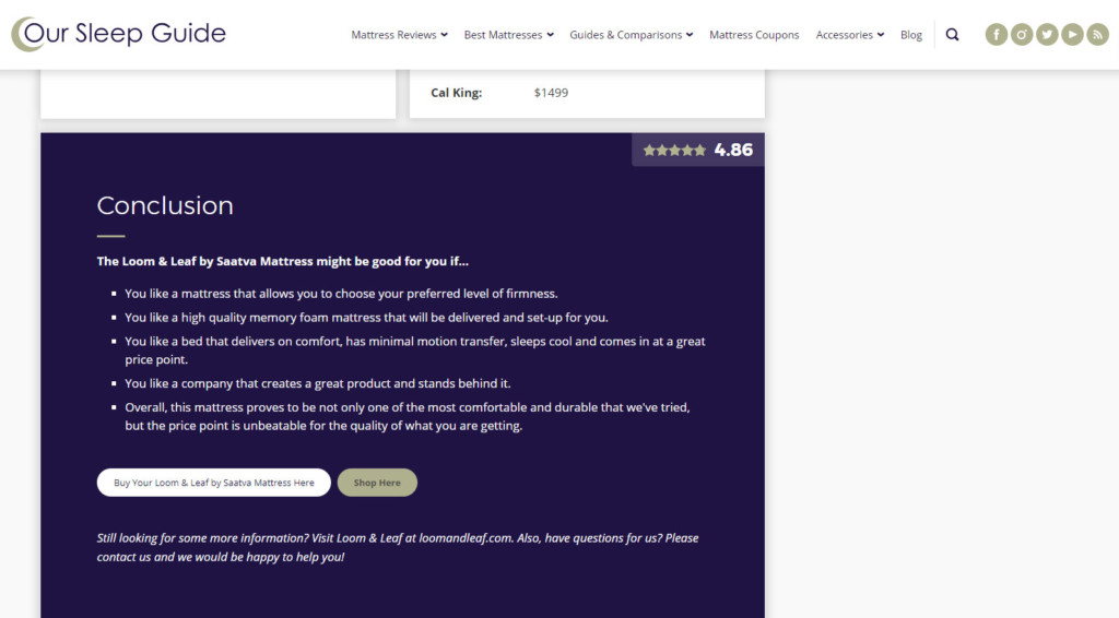 Our Sleep Guide Custom Wordpress Rating System | Daddy Design